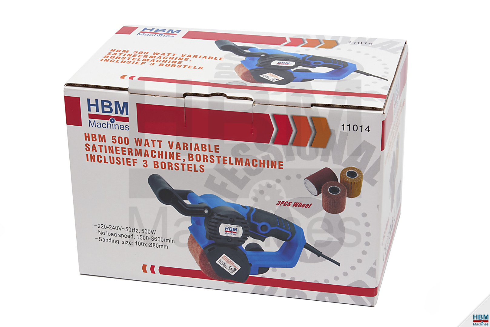 HBM 500 Watt Variable Satineermachine, Borstelmachine Inclusief 3 Borstels