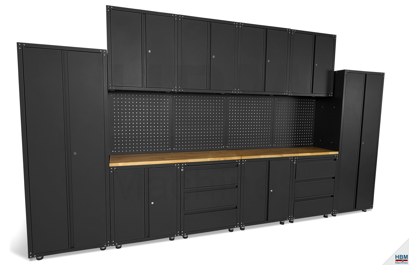 HBM-Premium-Werkstatt-Baukastensystem, 16-teilig, mattschwarz