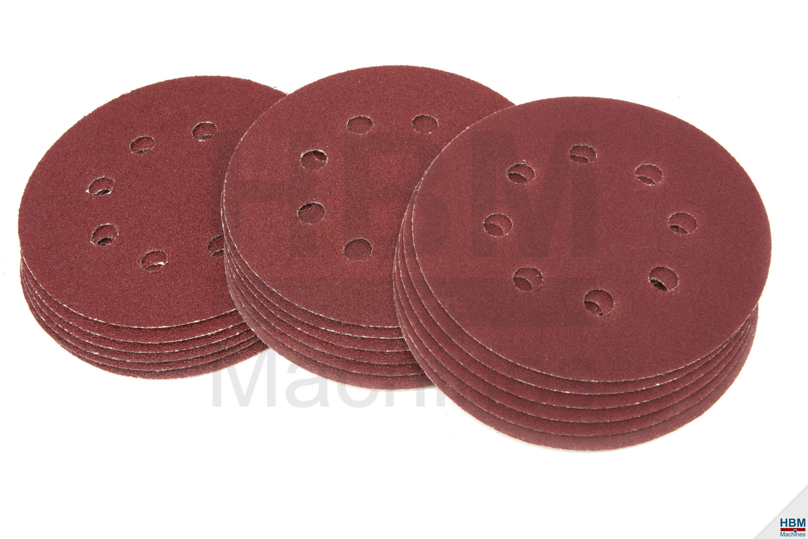 HBM rond schuurpapier 125 mm K60, K80, K120 18 stuks | HBM Machines
