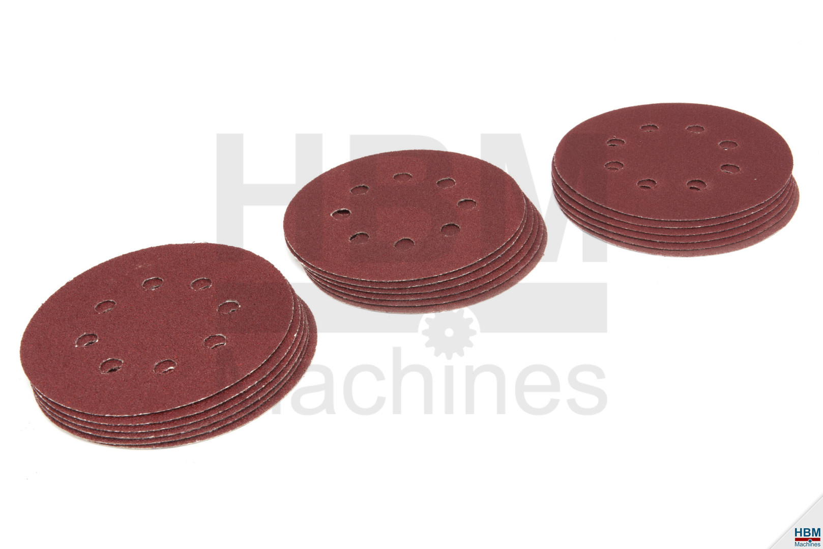 HBM rond schuurpapier 125 mm K60, K80, K120 18 stuks | HBM Machines
