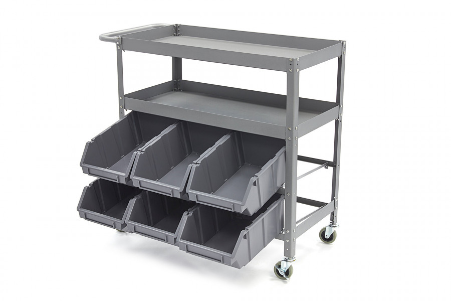 HBM Chariot à outils universel avec 6 bacs de rangement