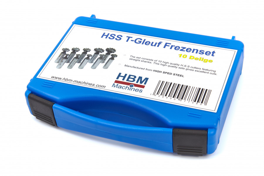 HBM 10 Delige HSS M-2 T-Gleuf Frezenset | HBM Machines