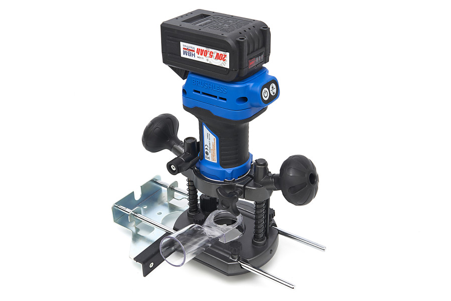 HBM Professionele 20 Volt 5,0 AH Li-ion Bovenfreesmachine en 2 Li-ion ...