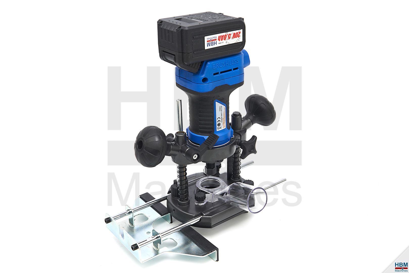 HBM Professionele 20 Volt 5,0 AH Li-ion Bovenfreesmachine en 2 Li-ion ...
