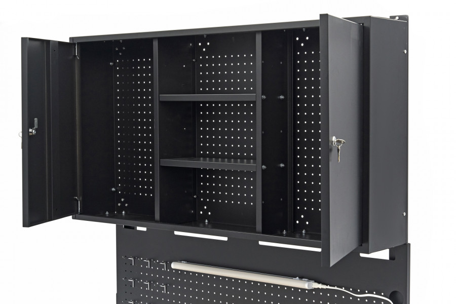 HBM 115 Cm. Werkbank Met Houten Werkblad, Achterwand Met Kastenwand ...