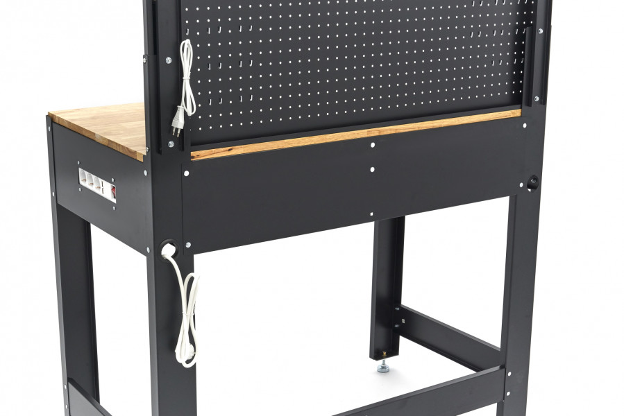 HBM 115 Cm. Werkbank Met Houten Werkblad, Achterwand Met Kastenwand ...