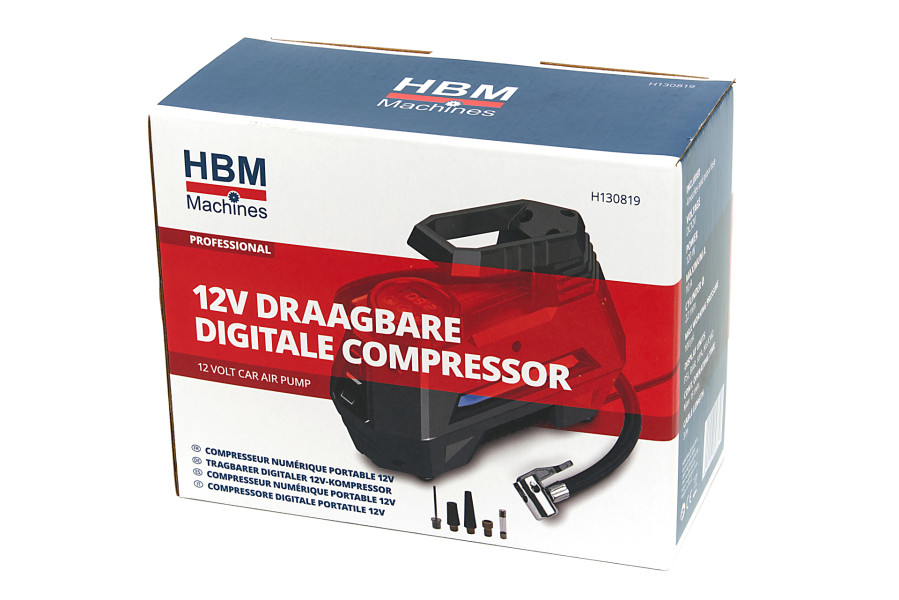 HBM 12 Volt Draagbare Digitale Compressor Met Accessoires
